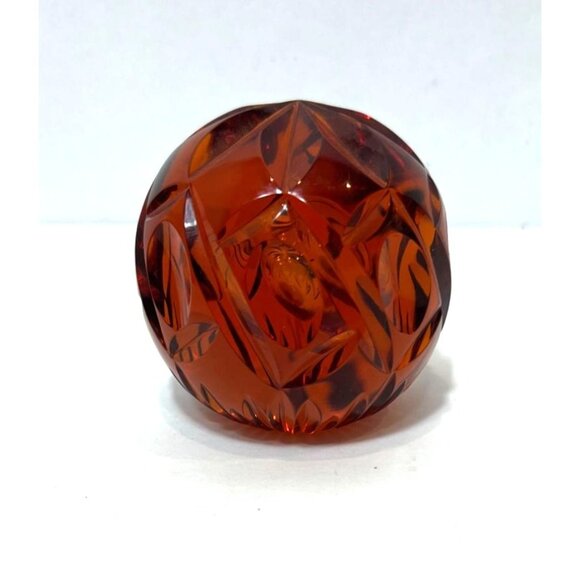 Unknown | Art | Vintage Glass Crystal Cut Paperweight Orange Rust ...
